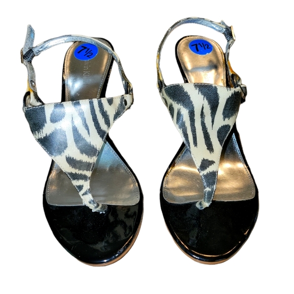 Calvin Klein | Shoes | Calvin Klein Zebra Print Sandals 35 In Heel ...